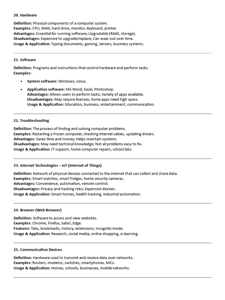 Computer Hardware and Software Overview | PDF | Computer Network | Internet