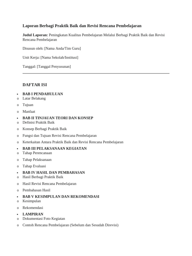 Laporan Praktik Baik dan Revisi RPP | PDF