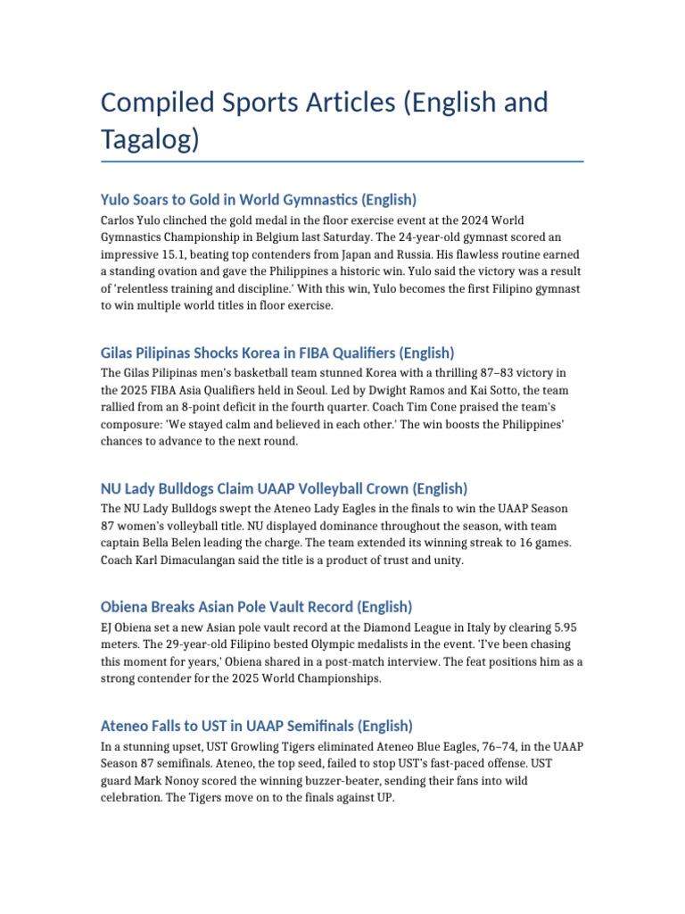 Sports Articles Compiled | PDF | Student Sport | Sports