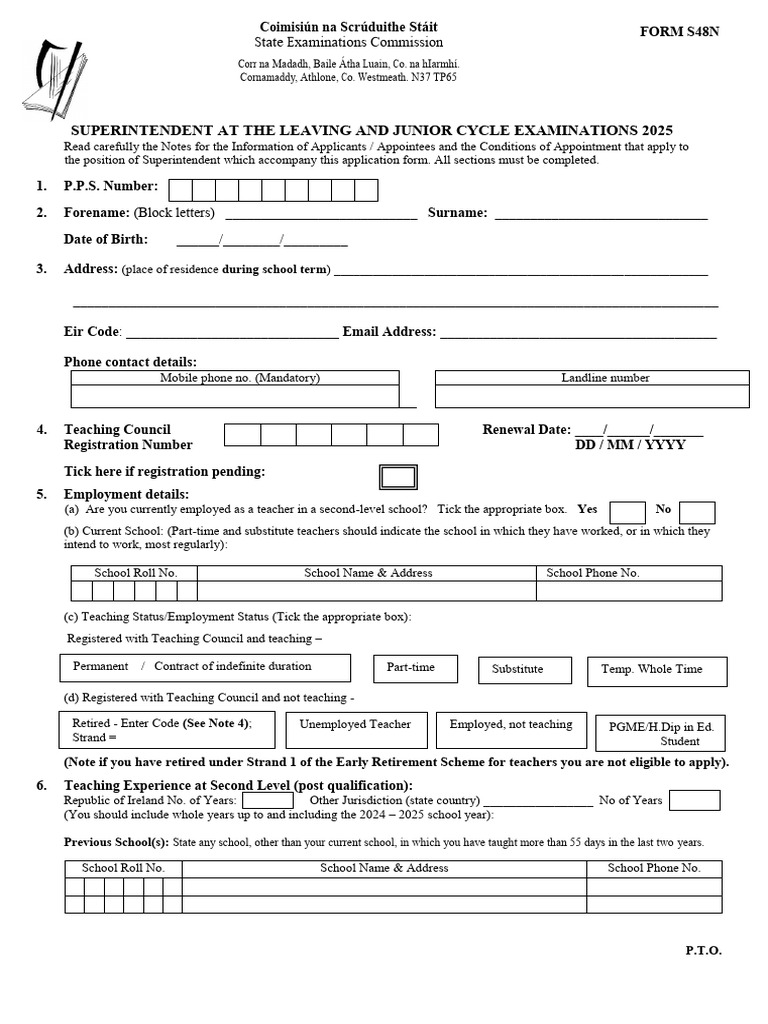 2025 S48N Application Form EV | PDF | Teachers | U.S. Securities And ...