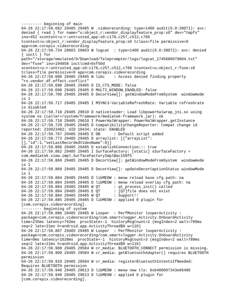 Video Recording App Log Analysis | PDF | Operating System Technology ...