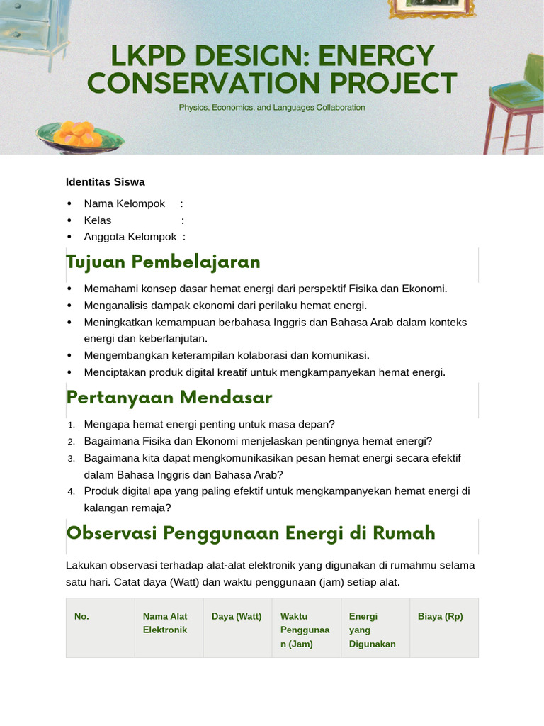 Proyek Kreatif Hemat Energi Siswa | PDF