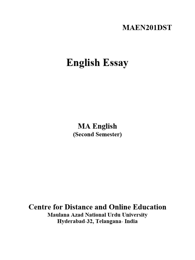 MA English Essay Course Material | PDF | Essays
