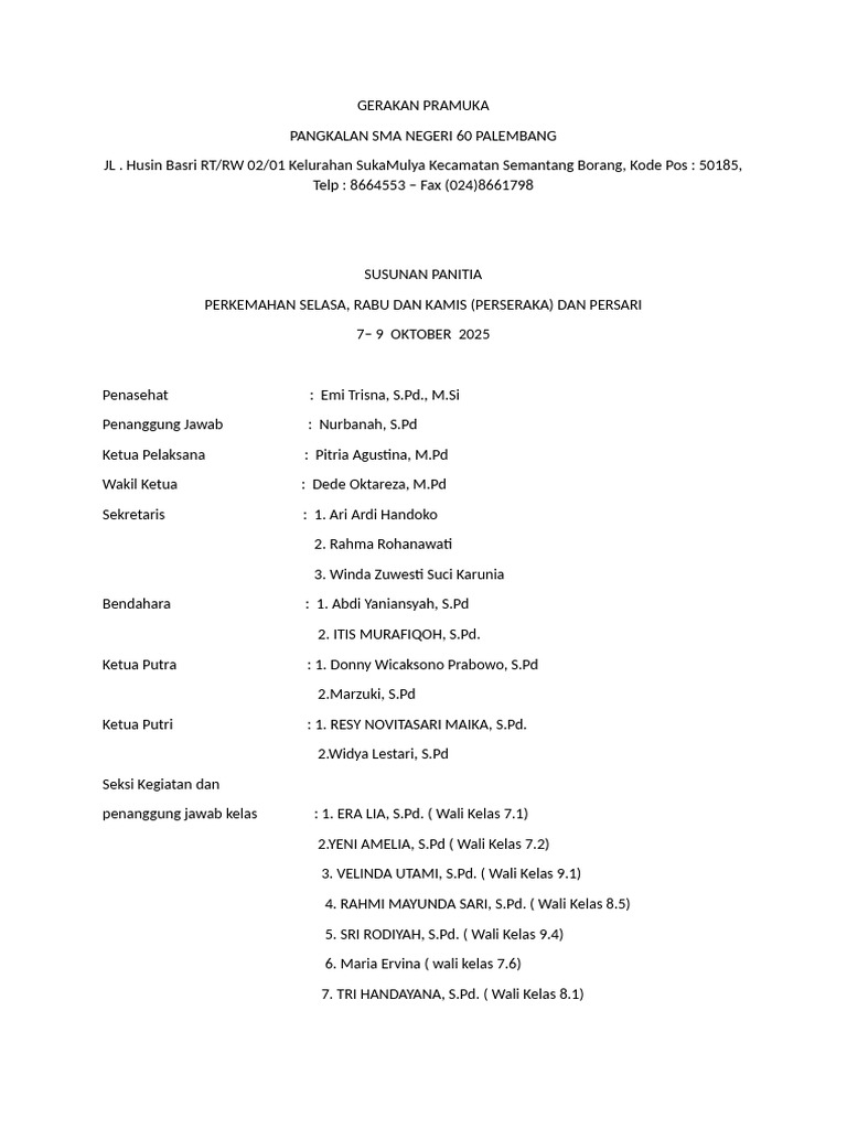 Panitia Perjusa Gerakan Pramuka | PDF