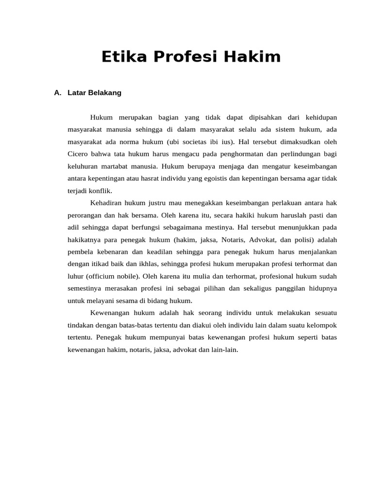 Etika Profesi Hakim dalam Hukum | PDF