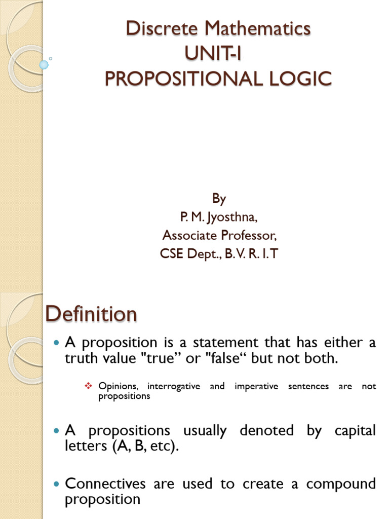 MFCS UNIT-I Mathematical Logic | PDF | If And Only If | Contradiction