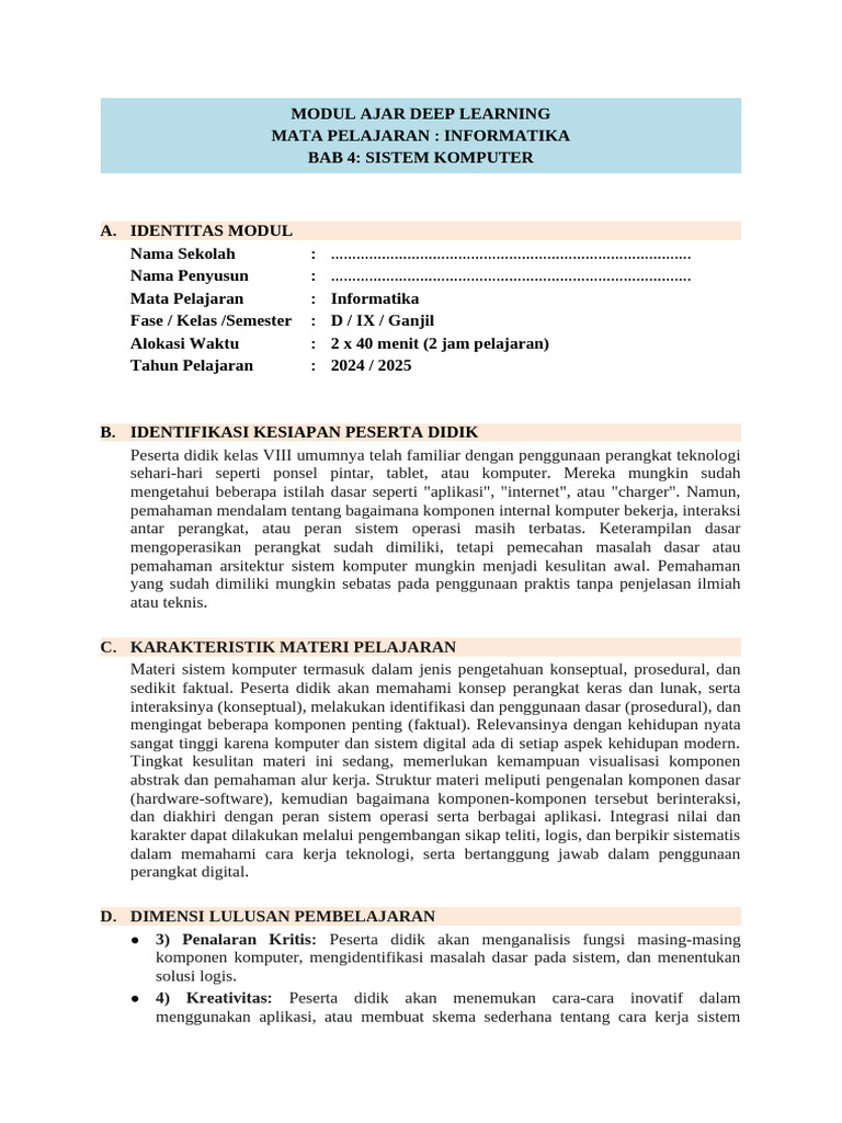 Modul Bab 4 Sistem Komputer | PDF
