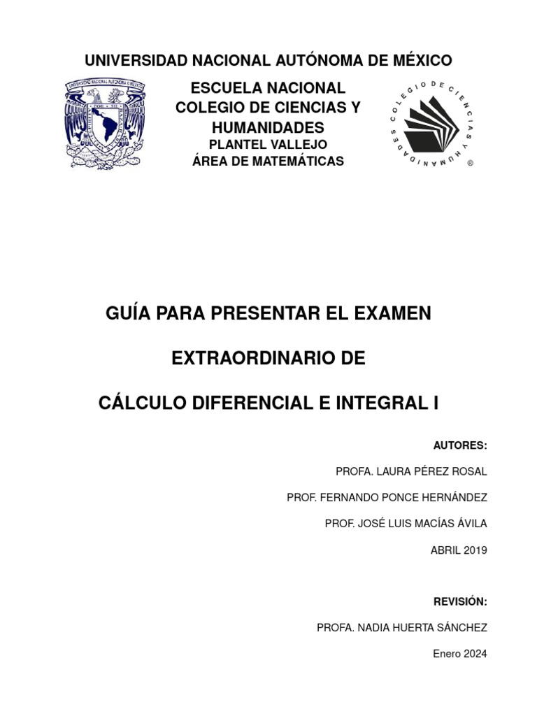 Guía para el Examen de Cálculo I | PDF | Derivado | infinito