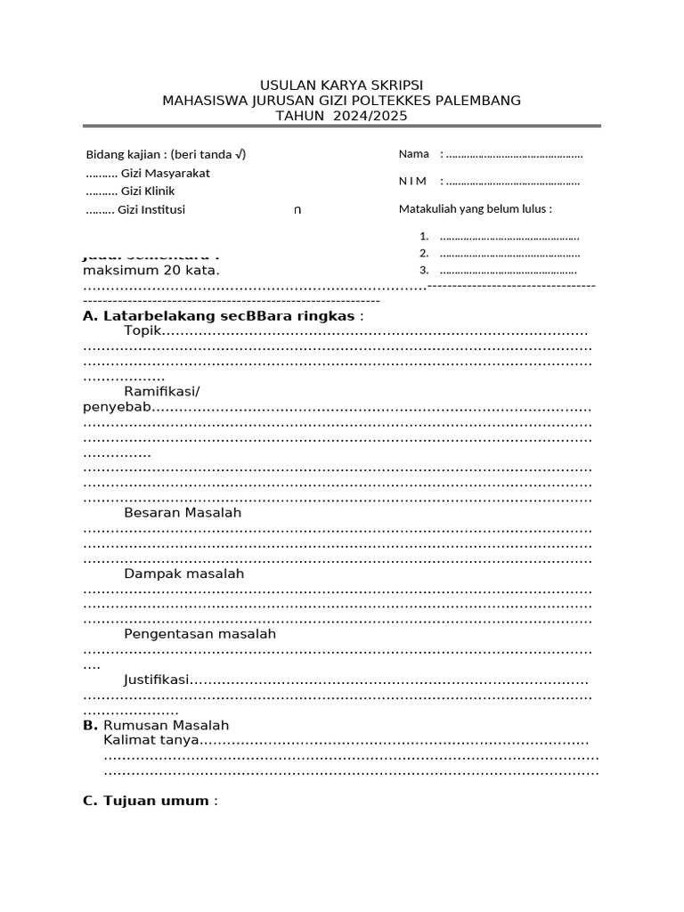 Form Usulan Skripsi | PDF