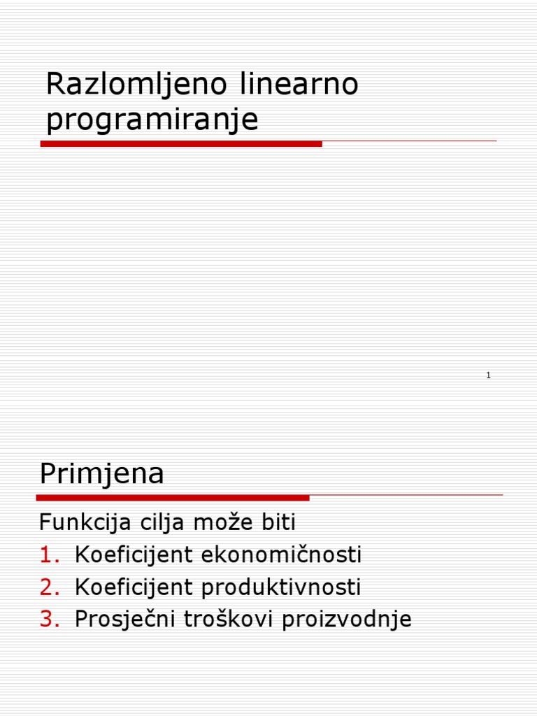Razlomljeno Linearno Programiranje | PDF
