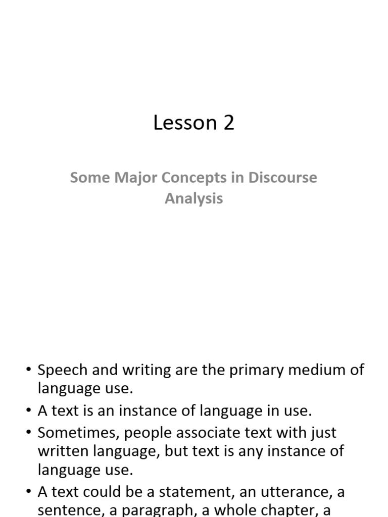 Lesson 2 Discourse Analysis | PDF | Human Communication | Linguistics