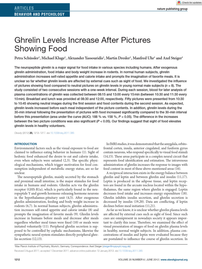 Obesity - 2012 - Schüssler - Ghrelin Levels Increase After Pictures ...