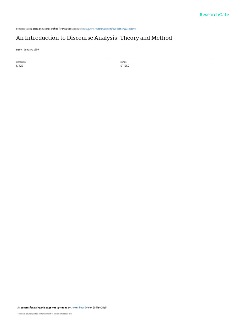 Discourse Analysis: Theory & Method | PDF