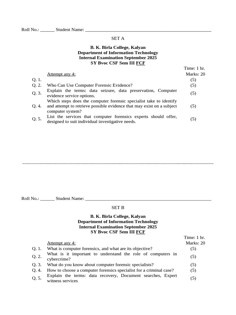 Computer Forensics Exam Questions 2025 | PDF | Computer Forensics ...