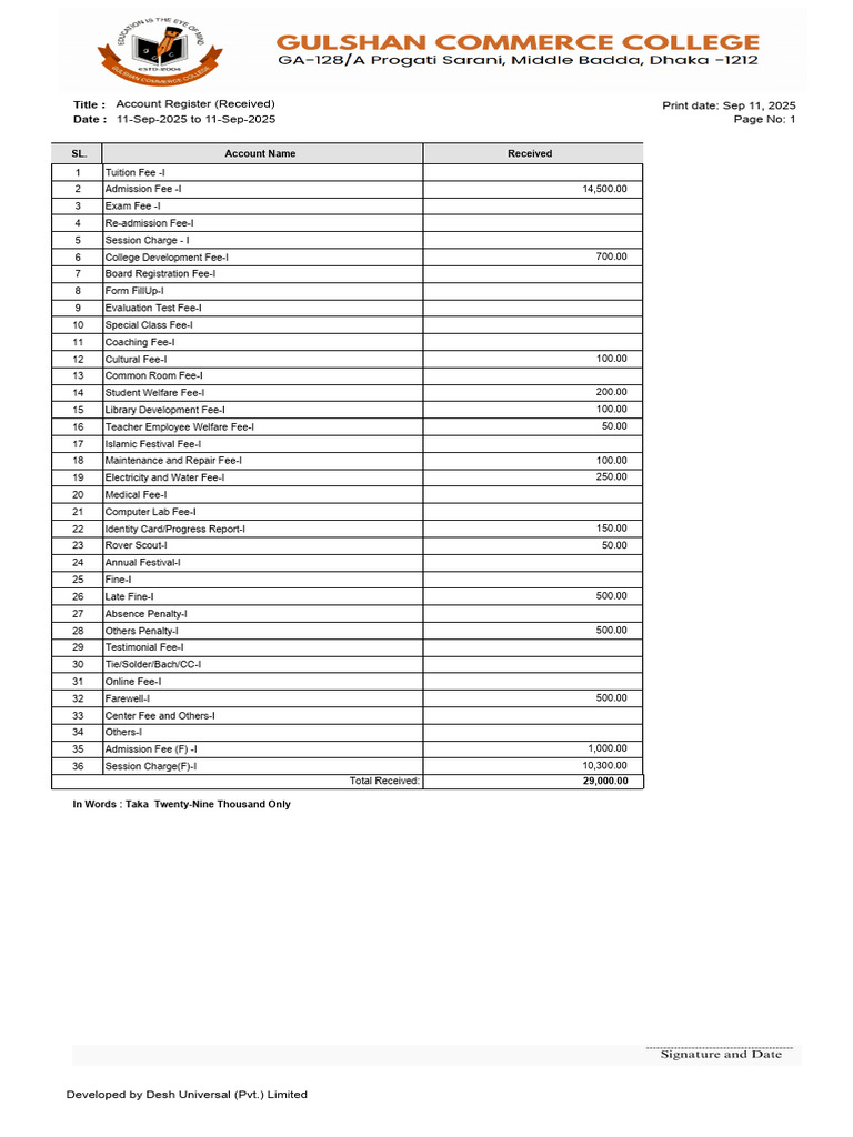 Account Register for Tuition Fees | PDF