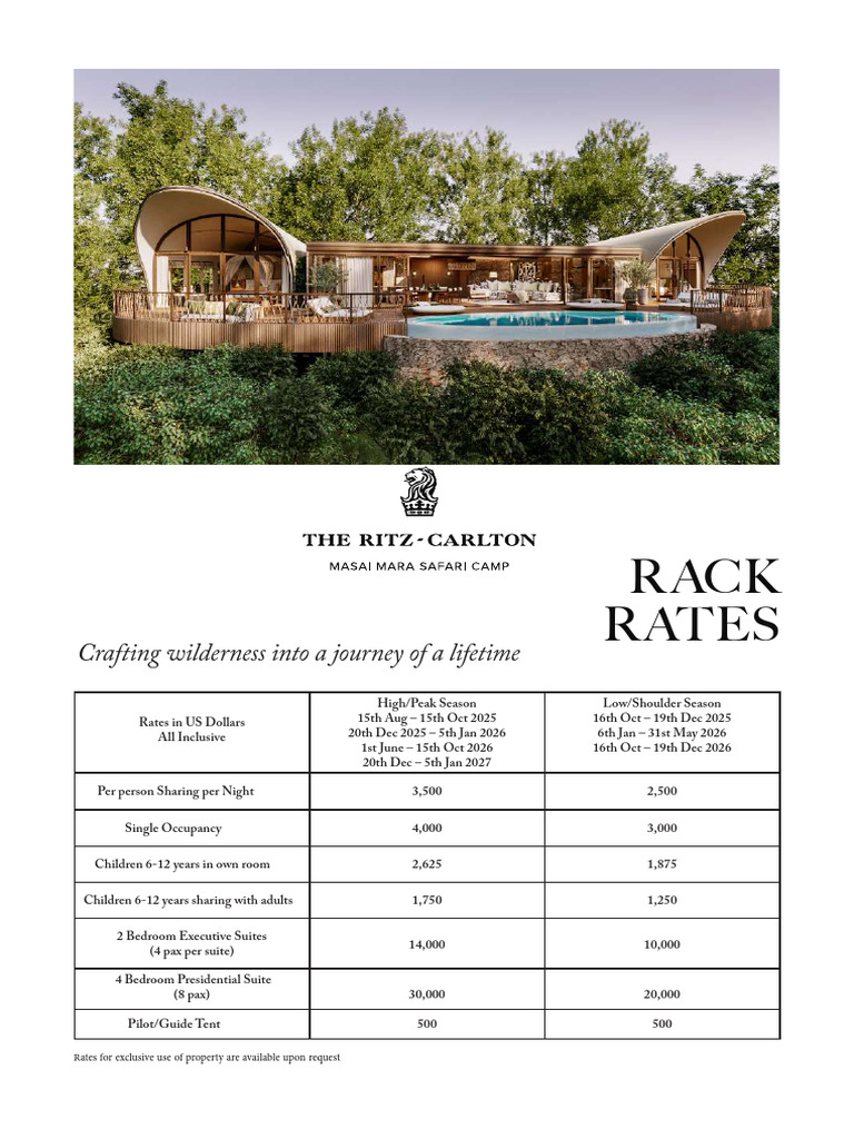 Masai Mara Safari Camp Rate Details | PDF | Arbitration | Receipt