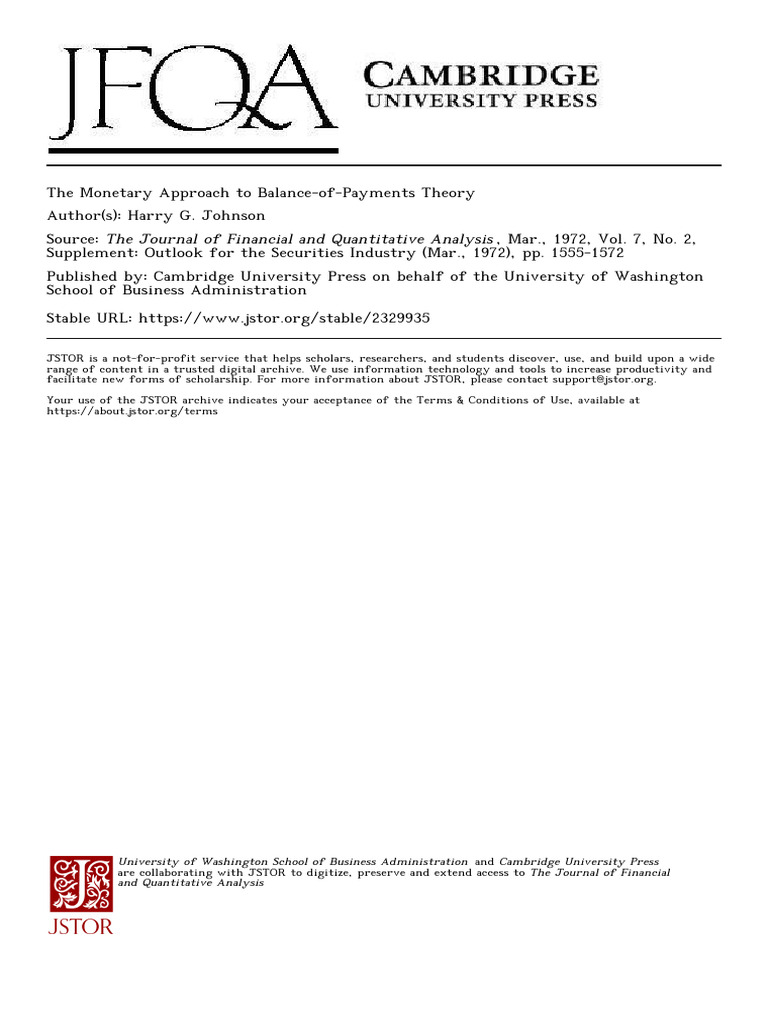 Monetary Approach to Balance-of-Payments | PDF | Balance Of Payments ...