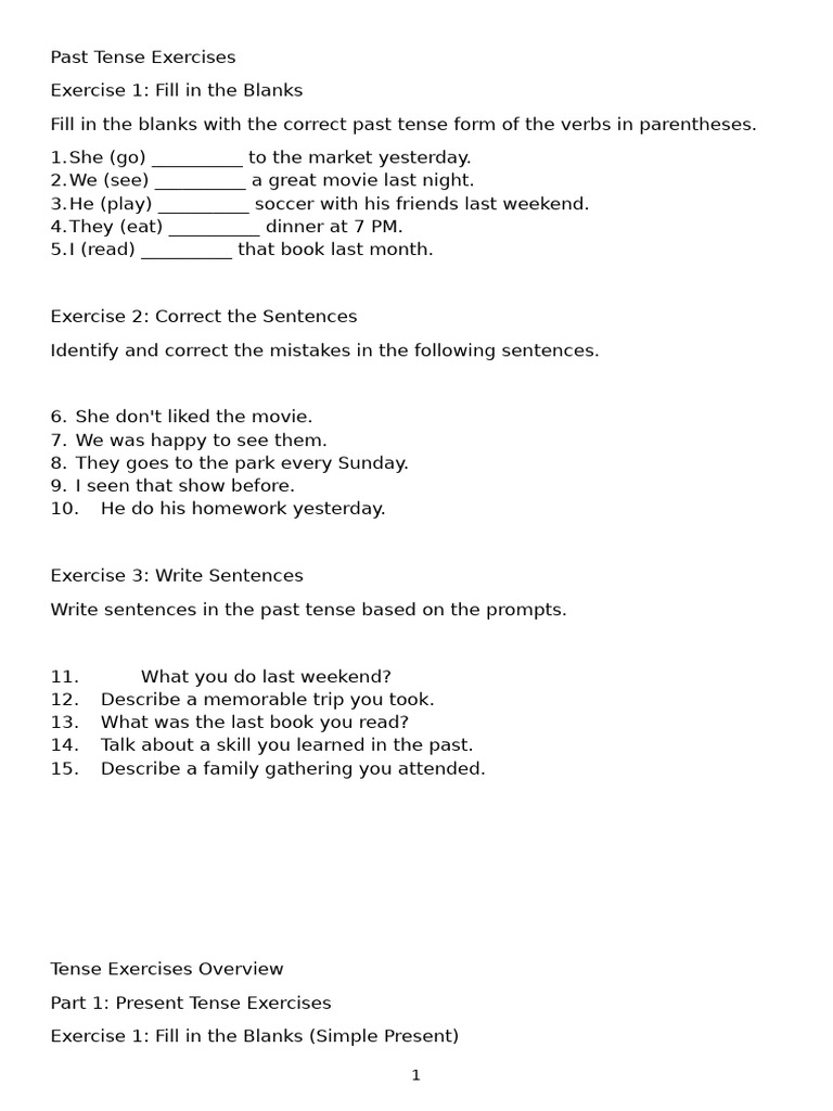 All Tense Exercises | PDF | Grammatical Tense | Grammar