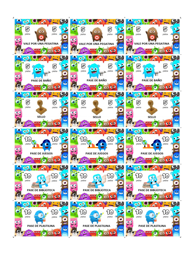 Tarjetas Canjeo Classdojo 3ºa | PDF