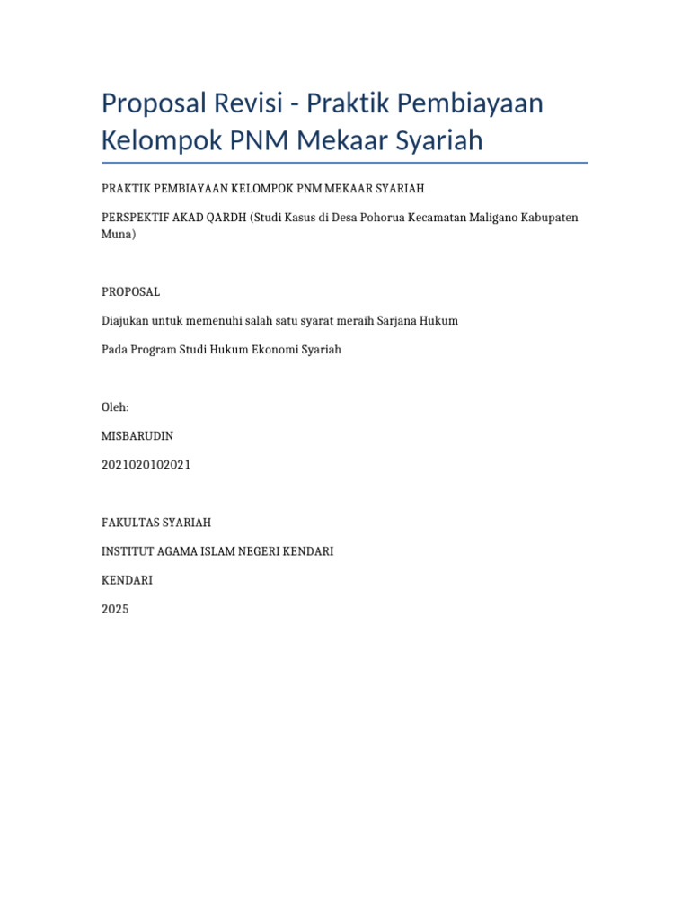 Revisi Pembiayaan Syariah PNM Mekaar | PDF