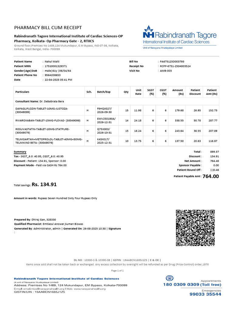 OP Pharmacy Bill 1756184892977 | PDF | Government Finances | Taxes