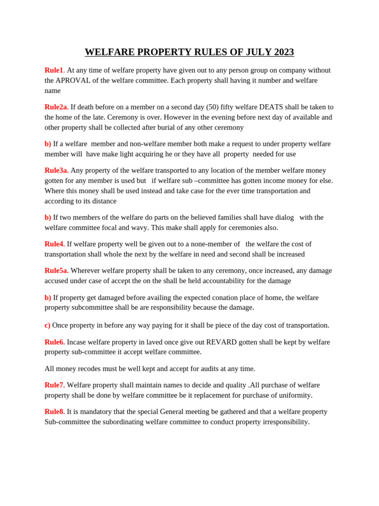 Welfare Rules | PDF