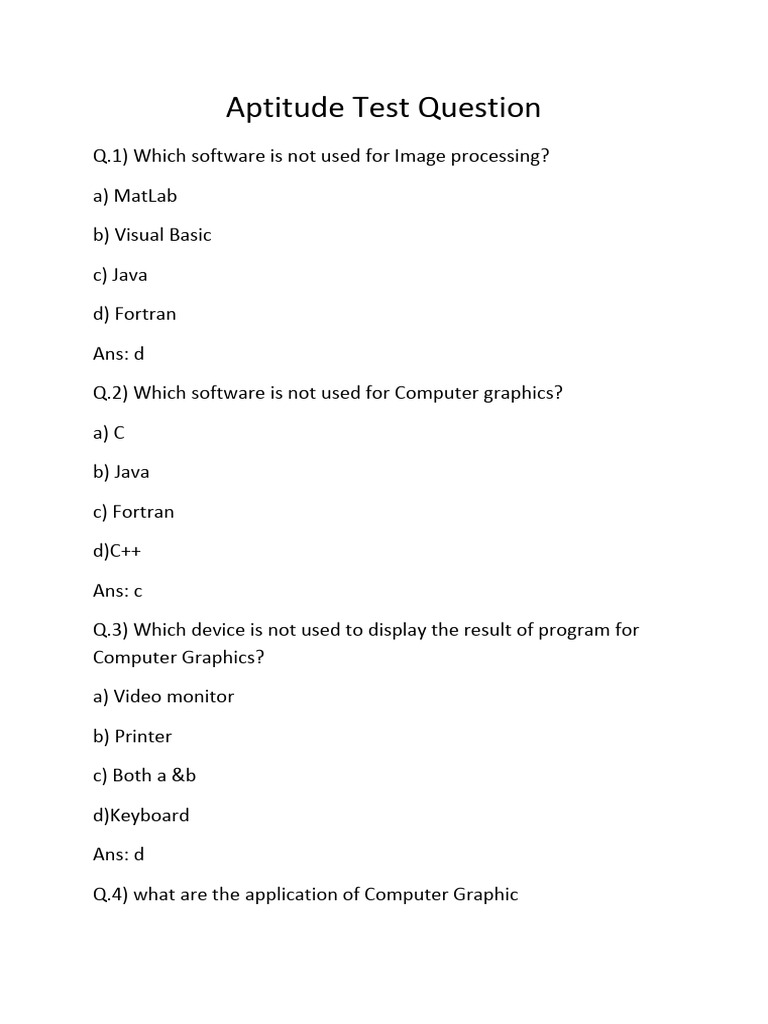 Aptitude Test Qeustion CG | PDF | Cartesian Coordinate System | 2 D ...
