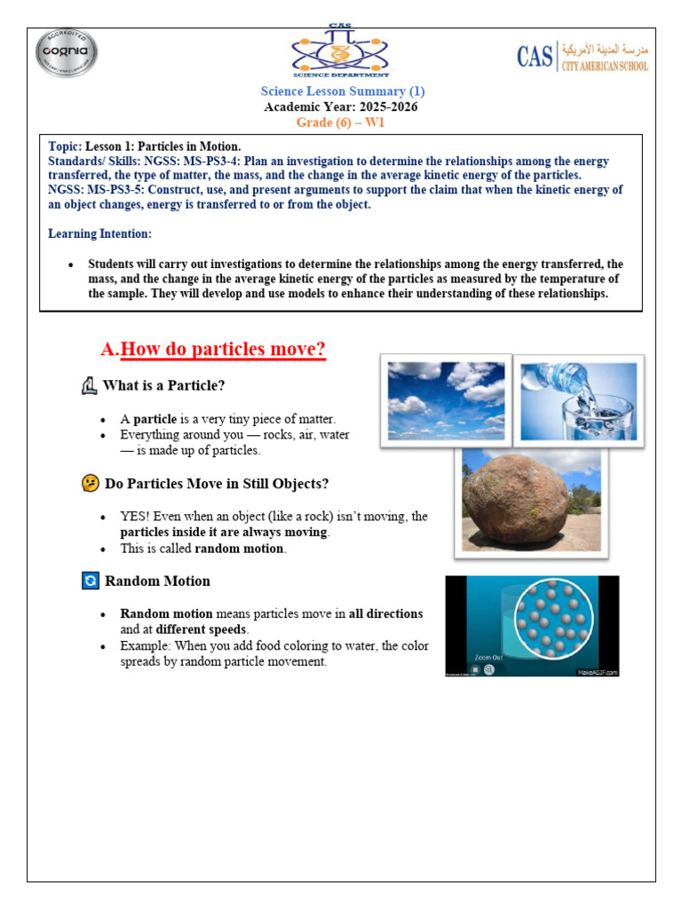 G6 T1 W1 Lesson Summary | PDF | Temperature | Thermal Expansion