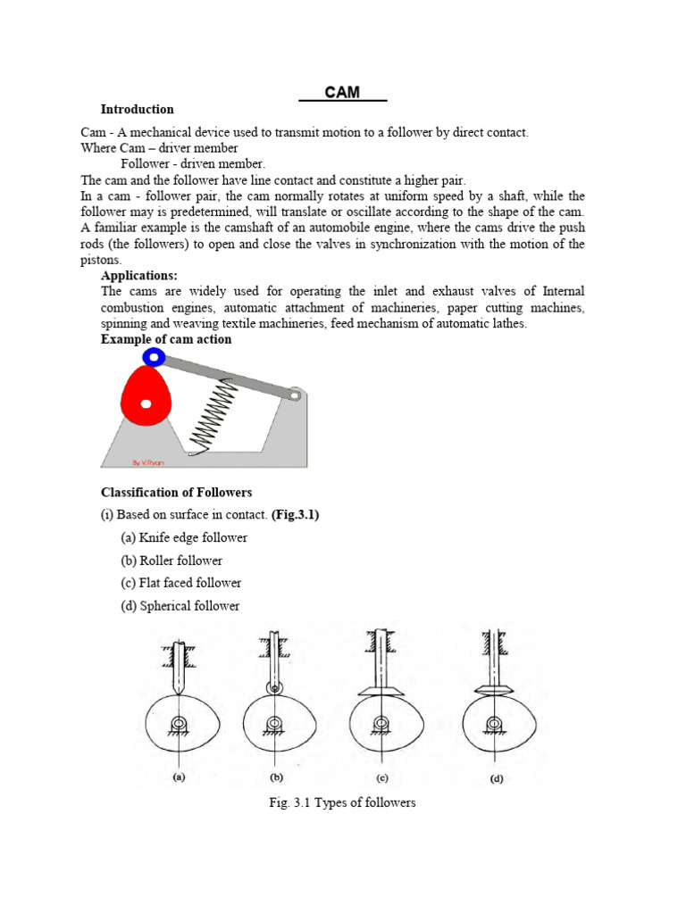 Cam and Follower Mechanisms Explained | PDF | Acceleration | Kinematics