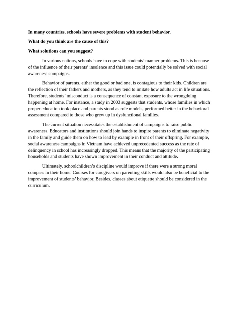 Improving Student Behavior Through Parenting | PDF