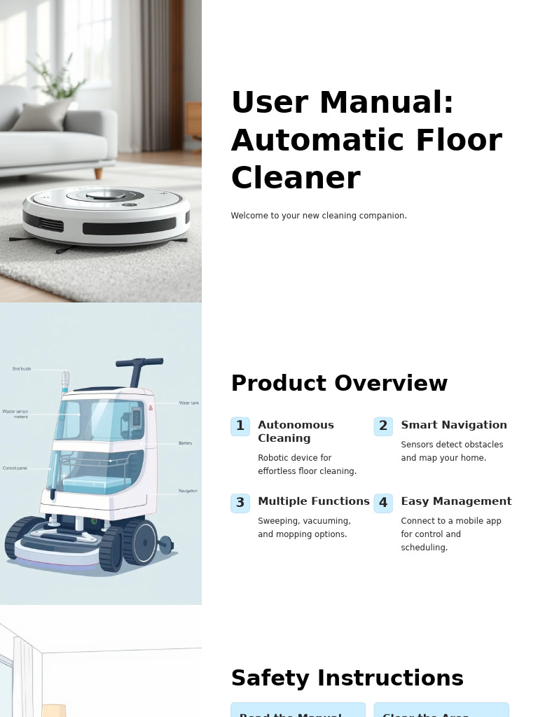 Automatic Floor Cleaner User Manual | PDF | Vacuum Cleaner