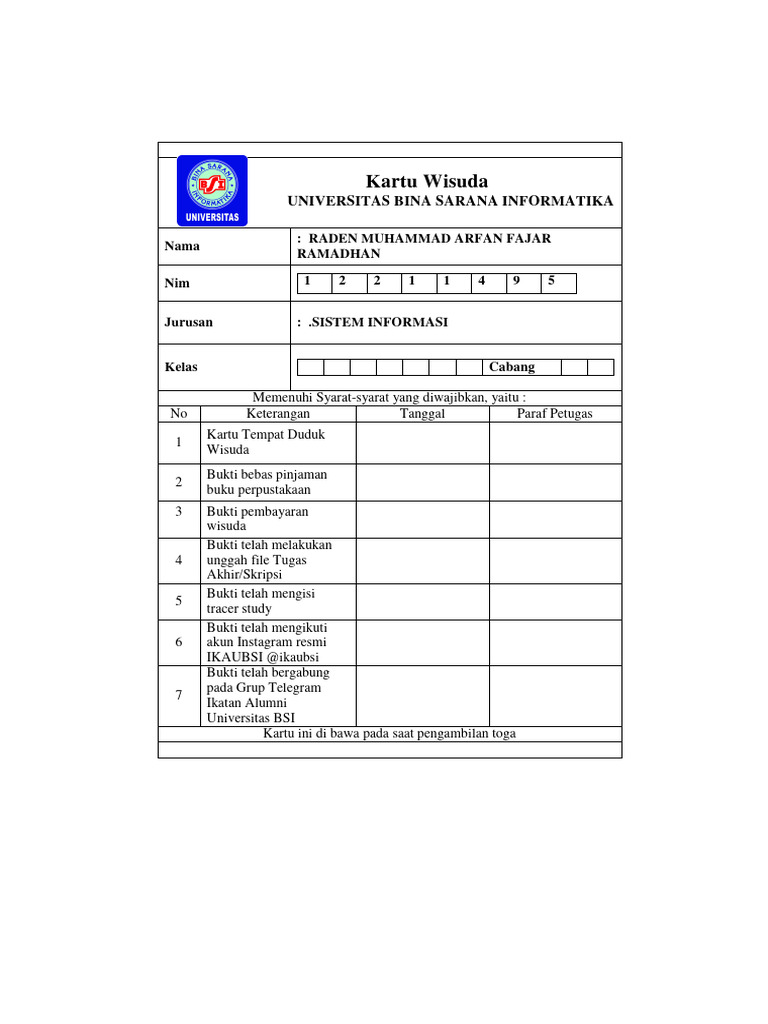 Kartu Wisuda UBSI NEW | PDF