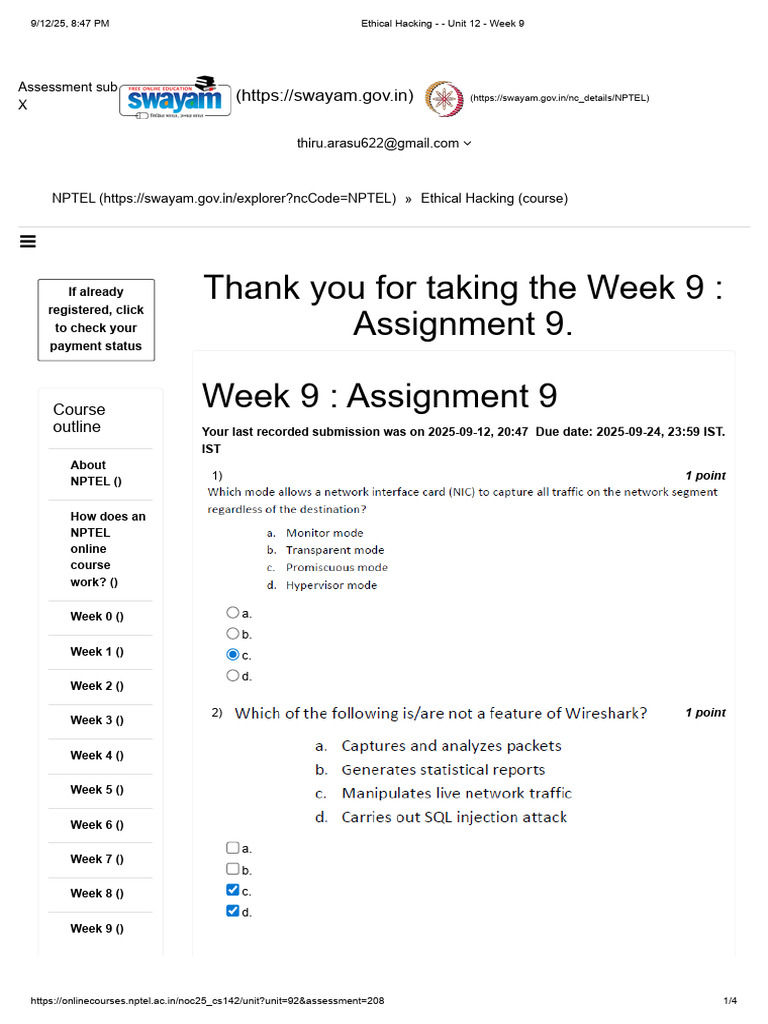 Ethical Hacking - Unit 12 - Week 9 | PDF