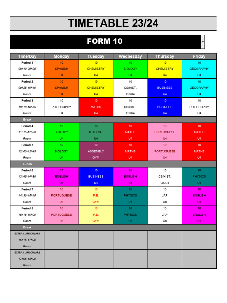 Form 10 Timetable 2023-24 | PDF