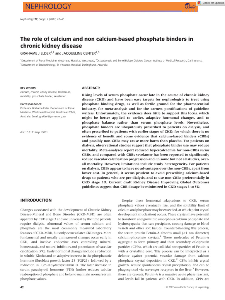 Nephrology - 2017 - Elder - The Role of Calcium and Non Calcium Based ...
