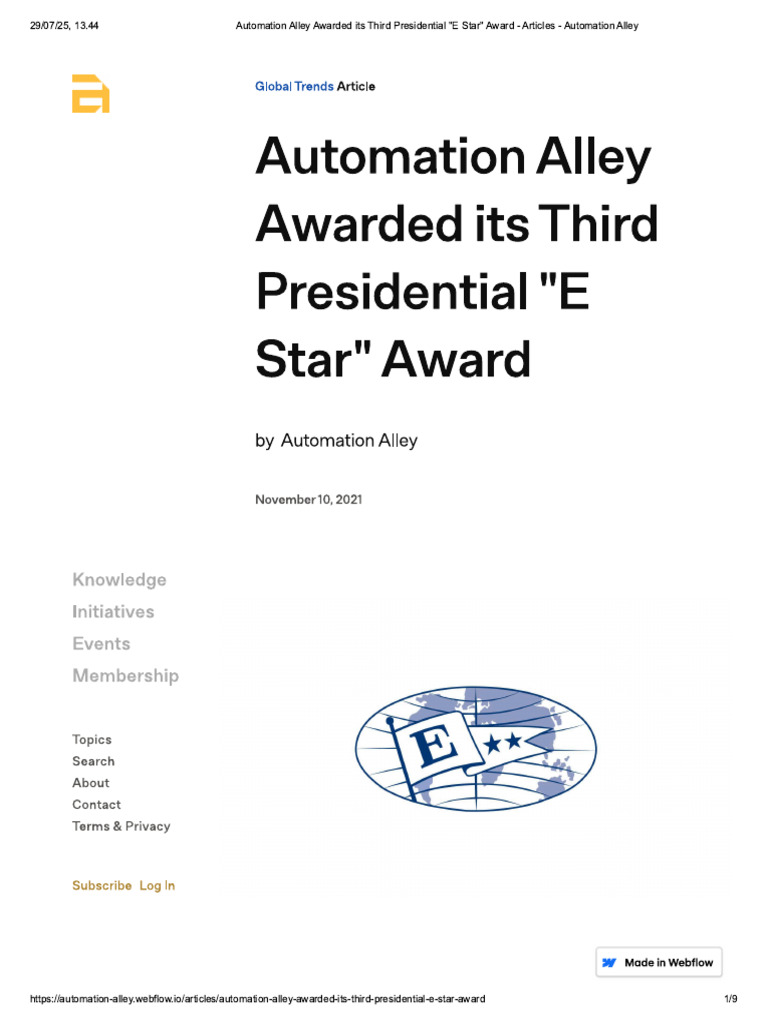 Automation Alley Awarded Its Third Pres.. | PDF