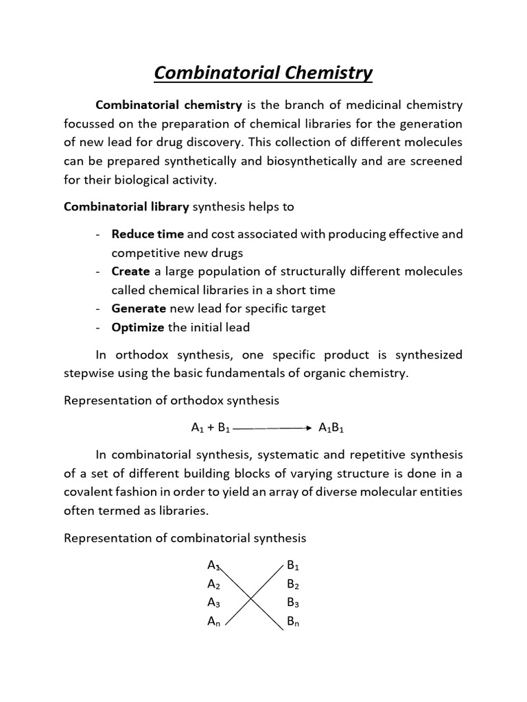 Combinatorial Chemistry | PDF | Receptor (Biochemistry) | Protein ...