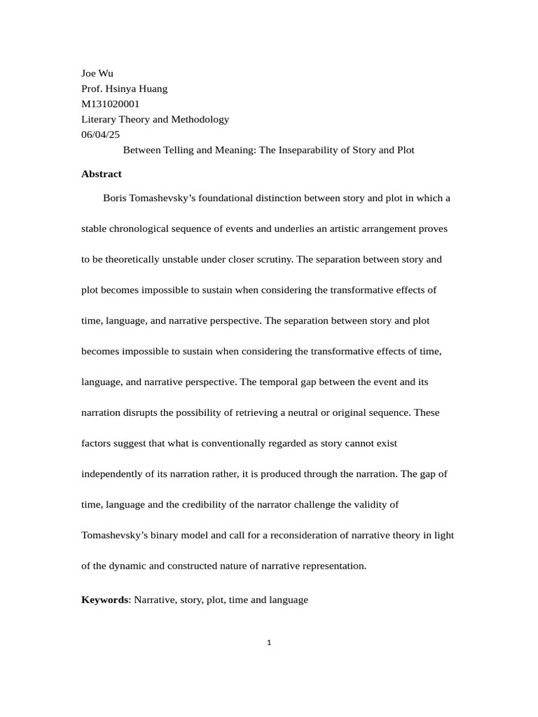 Story vs. Plot: A Narrative Analysis | PDF | Plot (Narrative) | Narrative