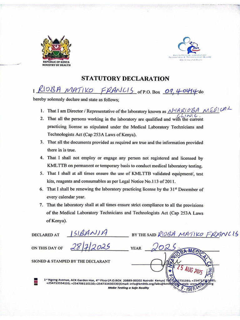 Statutory Declaration Form | PDF