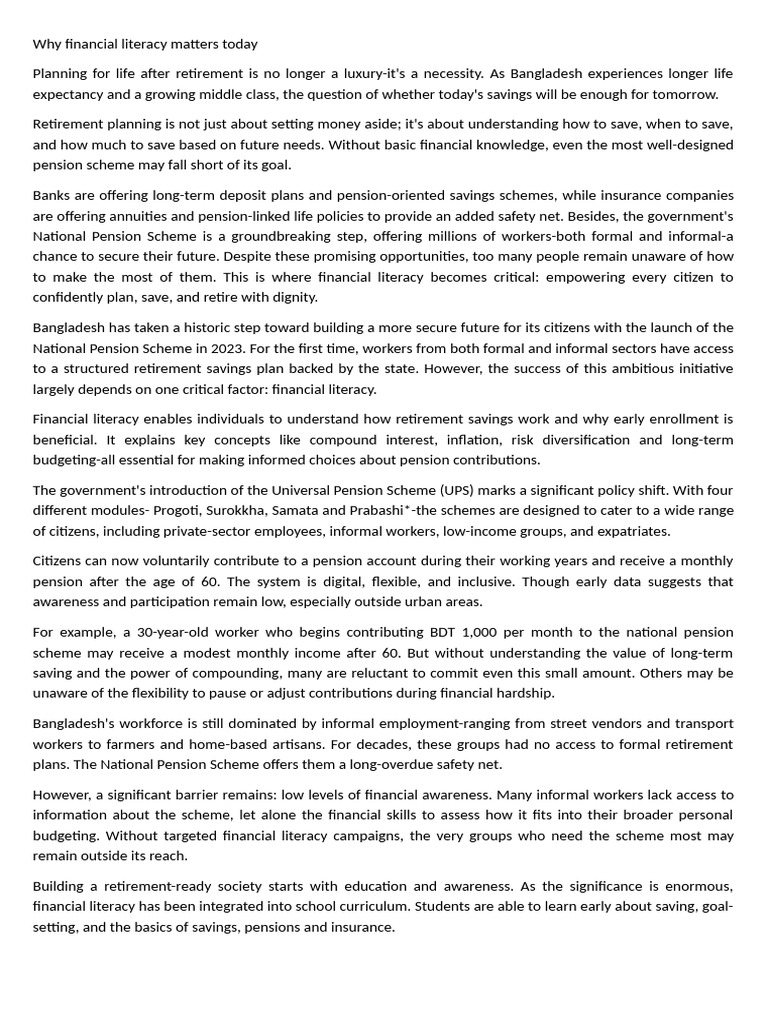 Why Financial Literacy Matters Today6 | PDF | Pension | Financial Literacy