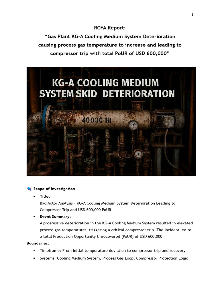 KG-A Cooling Medium System Deterioration | PDF | Reliability ...