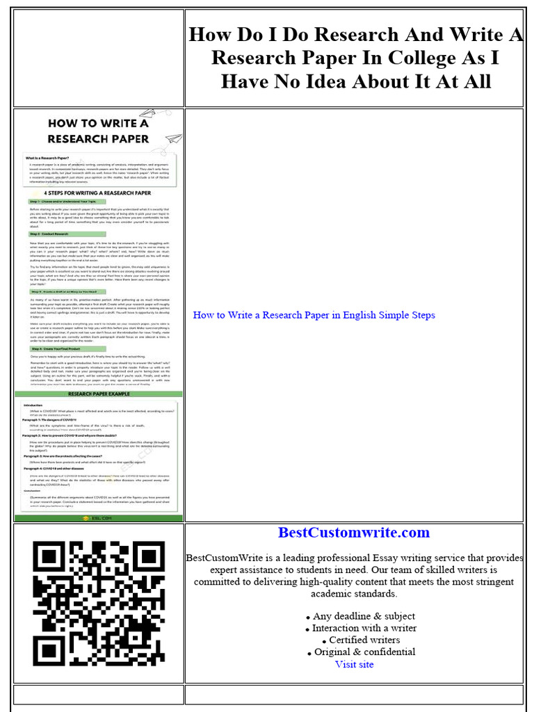 How Do I Do Research and Write a Research Paper in College as I Have No ...