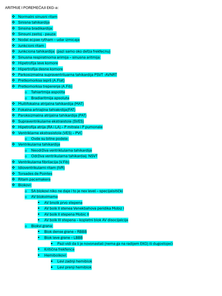Aritmije Spisak | PDF