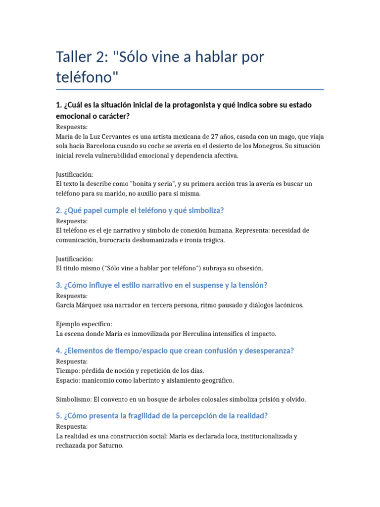Taller 2 Solo Vine A Hablar Por Telefono | PDF