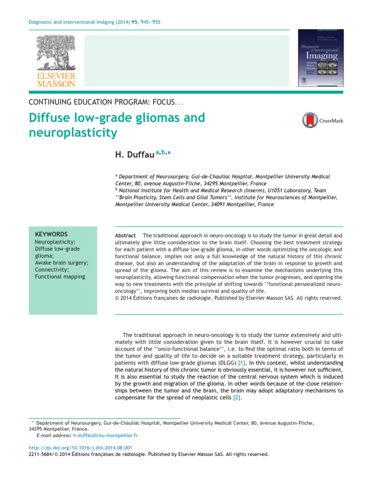 Diffuse Low Grade Glioma | PDF | Neuroplasticity | Glioma