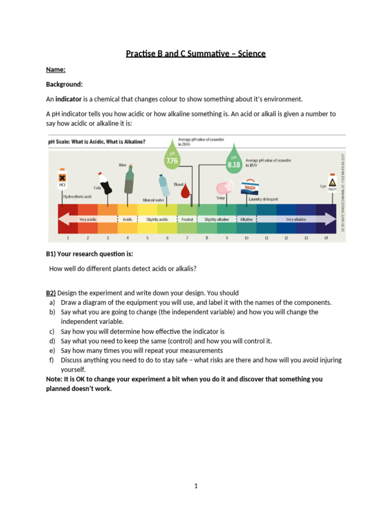 Plant pH Indicator Experiment Guide | PDF | Experiment | Accuracy And ...