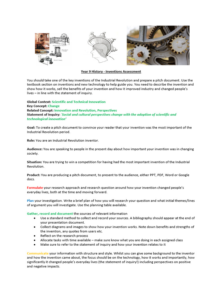 Industrial Revolution Inventions Pitch | PDF | Information | Invention