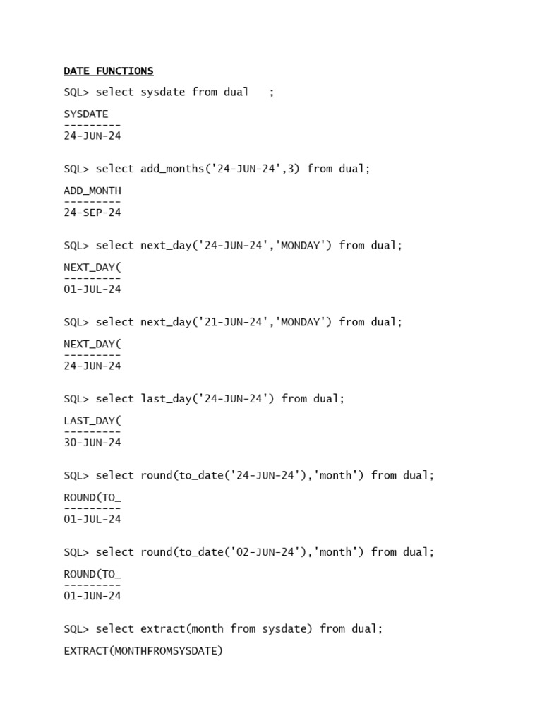 Date Functions | PDF