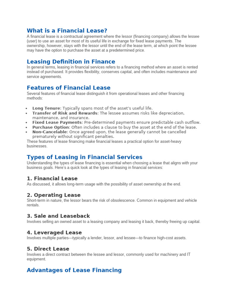 Understanding Financial Leasing Basics | PDF | Lease | Taxes