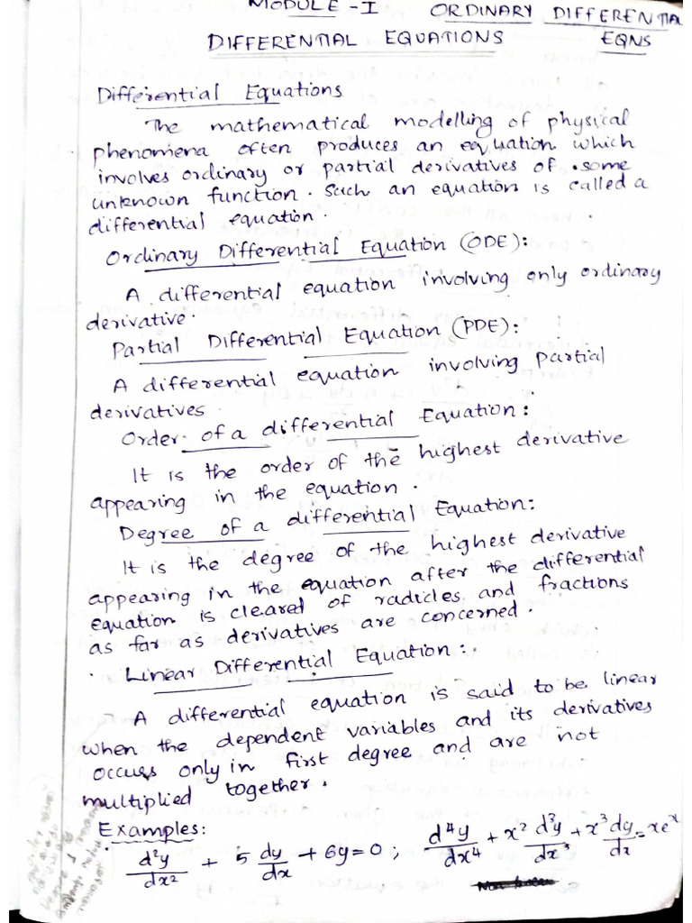 Differential Equations BSC Mathematics | PDF